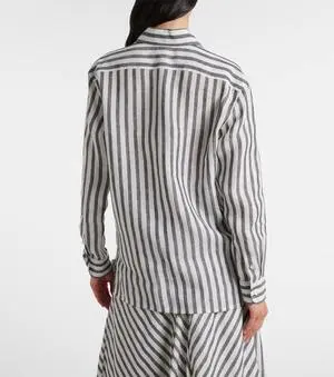 Ralph Lauren Capri Striped Linen Shirt - Black