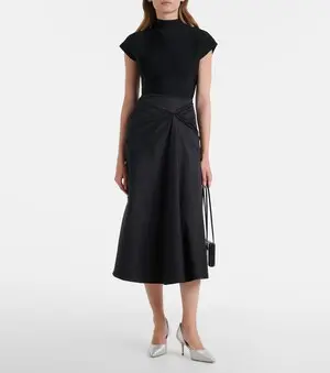 Manolo Blahnik Taylerbinu Leather-trimmed Woven Pumps