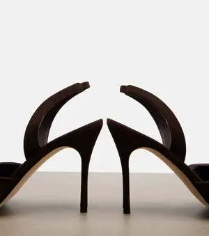 Manolo Blahnik Suede Slingback Pumps - Brown