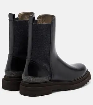 Brunello Cucinelli Monili Leather Chelsea Boots