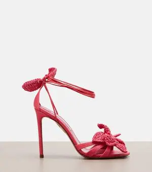 AQUAZZURA Calypso Raffia Sandals - Pink