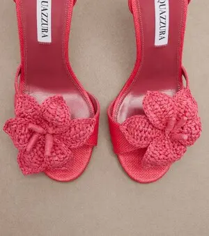AQUAZZURA Calypso Raffia Sandals - Pink