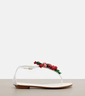 AQUAZZURA Botanica Raffia Thong Sandals - White