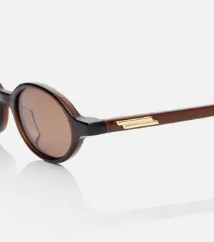 Bottega Veneta Slim Ribbon Oval Sunglasses - Brown