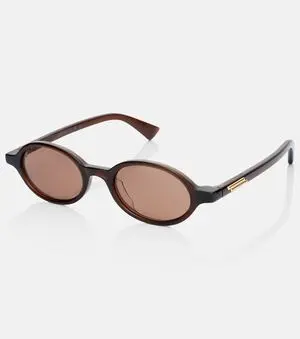 Bottega Veneta Slim Ribbon Oval Sunglasses - Brown