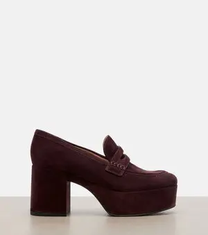 GIANVITO ROSSI Jenna Suede Platform Loafers - Brown
