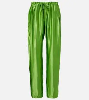 Khaite Rohen Wide-leg Pants - Green