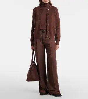 Brunello Cucinelli Cashmere-blend Cardigan - Brown