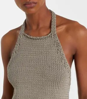 RÓHE Knitted Halterneck Cotton Top - Beige