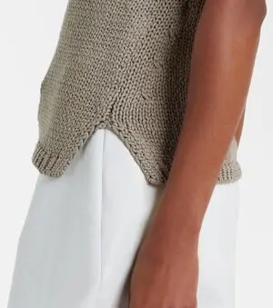 RÓHE Knitted Halterneck Cotton Top - Beige
