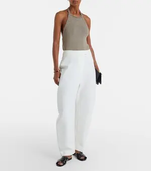 RÓHE Knitted Halterneck Cotton Top - Beige