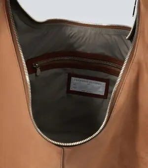Brunello Cucinelli Leather-trimmed Suede Shoulder Bag