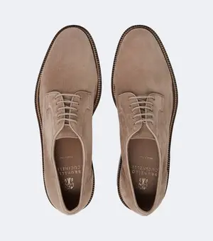 Brunello Cucinelli Suede Derby Shoes - Beige