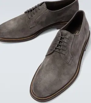 Brunello Cucinelli Suede Derby Shoes - Grey