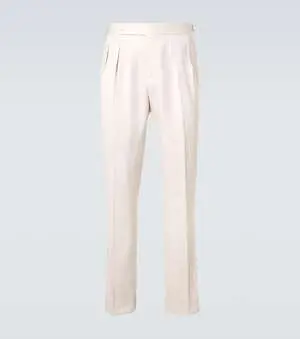 Brunello Cucinelli Silk Straight Pants - White