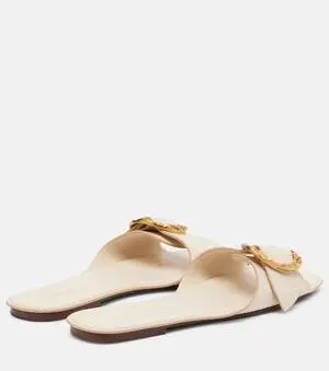 Zimmermann Solena Leather Slides - Beige