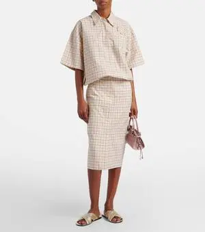 Prada Woven Leather Slides - Gold