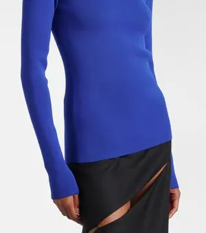 JIL SANDER Ribbed-knit High Neck Sweater - Blue