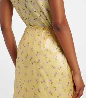 JIL SANDER Floral Organdy Midi Skirt - Yellow