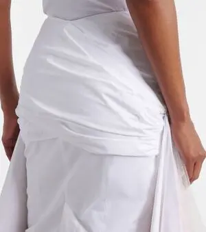 Jacquemus Mireio Tulle-trimmed Cotton Poplin Midi Skirt - Pink