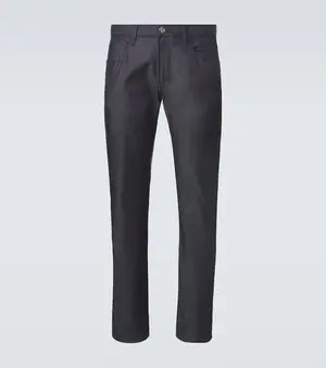 Giorgio Armani Cotton And Silk-blend Straight Jeans - Blue