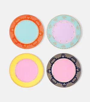 POLSPOTTEN Grandpa Set Of 4 Porcelain Dinner Plates - Multicoloured
