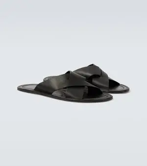 THE ROW Malick Cross Leather Sandals