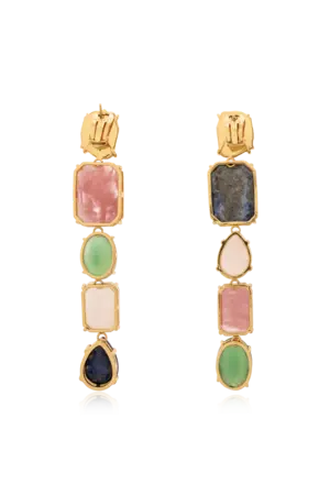 Balmain Clip-on Earrings With Gemstones - Gold