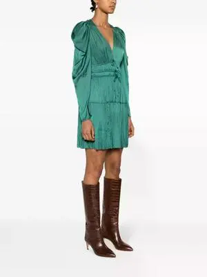 Ulla Johnson Plissé-effect Minidress - Green