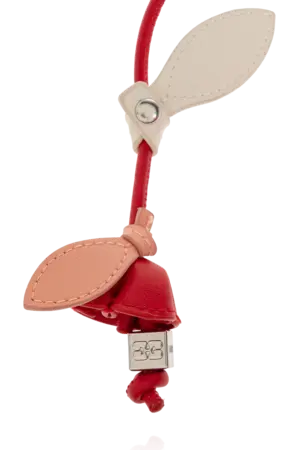 GANNI Bag Charm With Floral Motif - Red