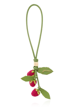 GANNI Raspberry Motif Bag Pendant - Green