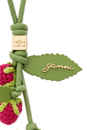 GANNI Raspberry Motif Bag Pendant - Green