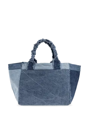 GANNI Logo Patchwork Shopper Bag - Navy Blue
