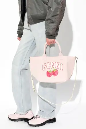 GANNI Logo Shopper Bag - Pink