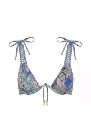 DEL MAAR Nahua Floral-print Tie Bikini Top - Blue
