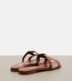 Manolo Blahnik Grellanuflat Leather Sandals - Brown