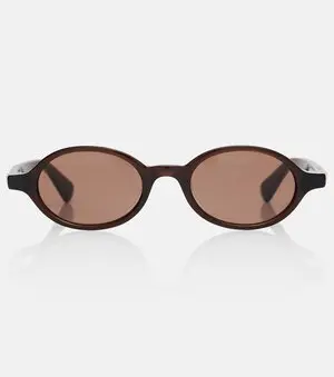 Bottega Veneta Slim Ribbon Oval Sunglasses - Brown
