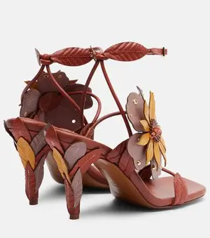 Zimmermann Brightside Floral-appliqué Leather Sandals