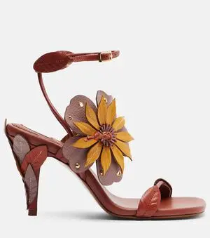 Zimmermann Brightside Floral-appliqué Leather Sandals