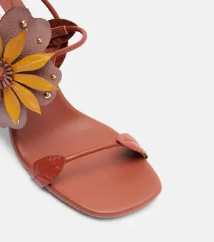 Zimmermann Brightside Floral-appliqué Leather Sandals