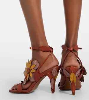 Zimmermann Brightside Floral-appliqué Leather Sandals
