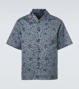 Prada Printed Cotton And Silk Bowling Shirt - Grey