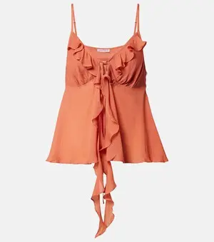Poupette St Barth Maja Ruffled Chiffon Top - Pink