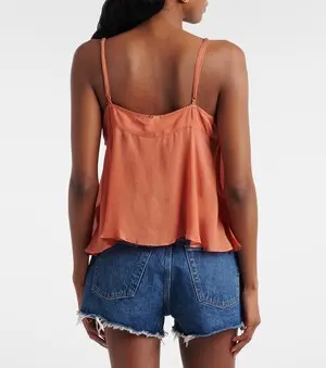 Poupette St Barth Maja Ruffled Chiffon Top - Pink