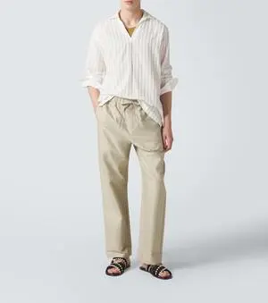 Frescobol Carioca Rocha Cotton Twill Wide-leg Pants - Green