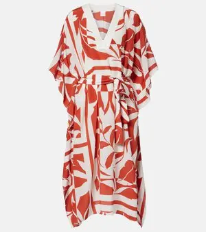 Max Mara Lancia Floral Silk Dress - Orange