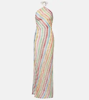 Missoni Zigzag Halterneck Lamé Maxi Dress - Multicoloured