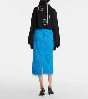 Dries Van Noten Fringed Midi Skirt - Blue