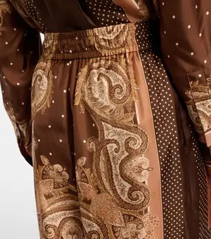 Zimmermann Luna Paisley Silk Palazzo Pants - Brown