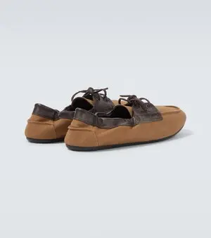 Prada Shuffle Leather-trimmed Canvas Boat Shoes - Brown